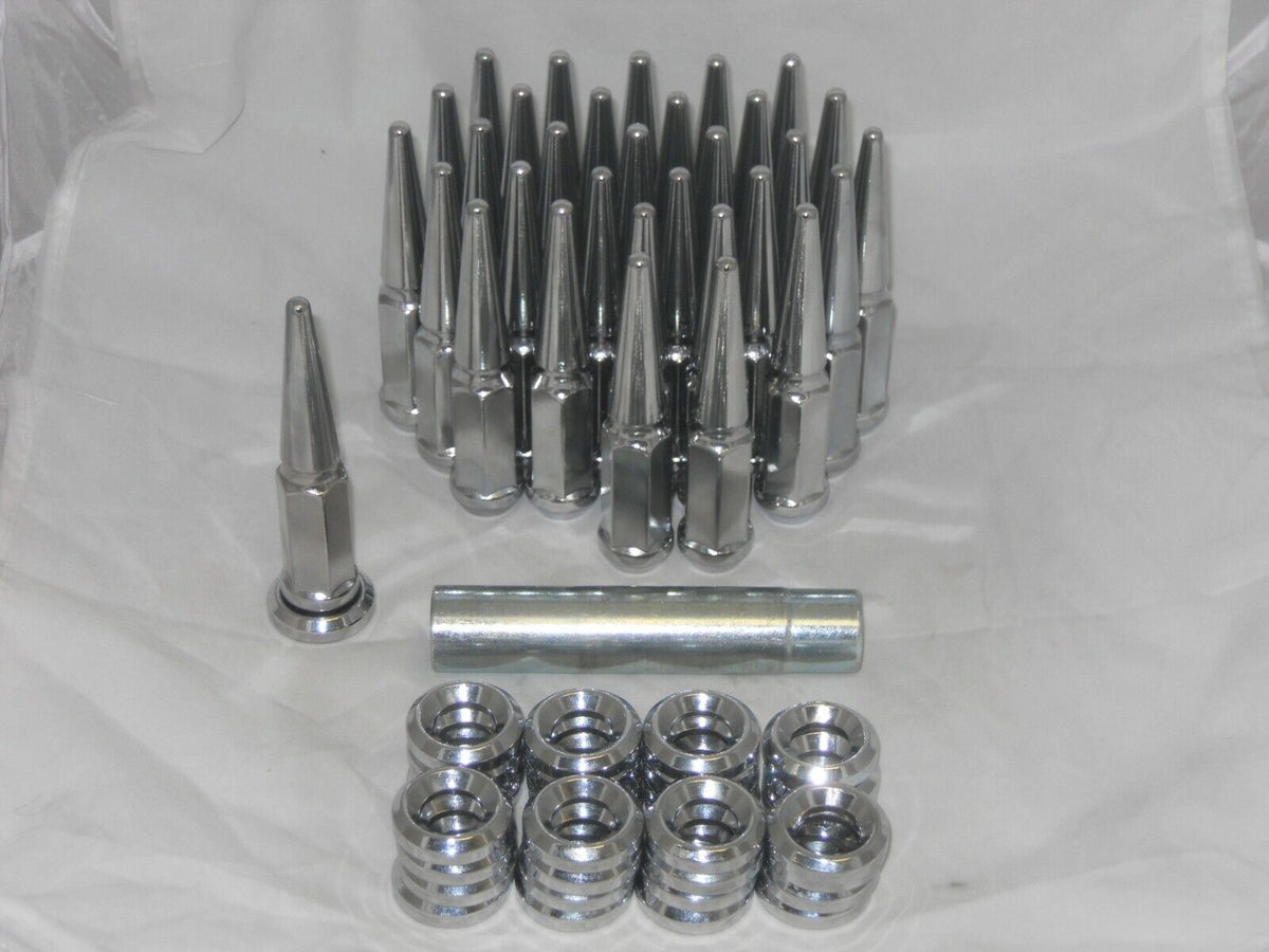 SPIKE ALCOA DUALLY WHEEL RIM CHROME 9/16"-18 LUG NUT WASHER AND CENTER ...