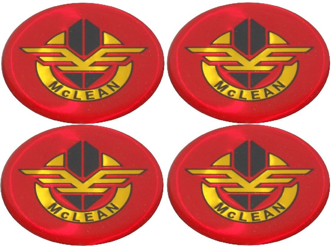 4 - Red McLEAN Wire Wheel Center Cap Round Sticker Logo 2.75" 70mm Dia ...