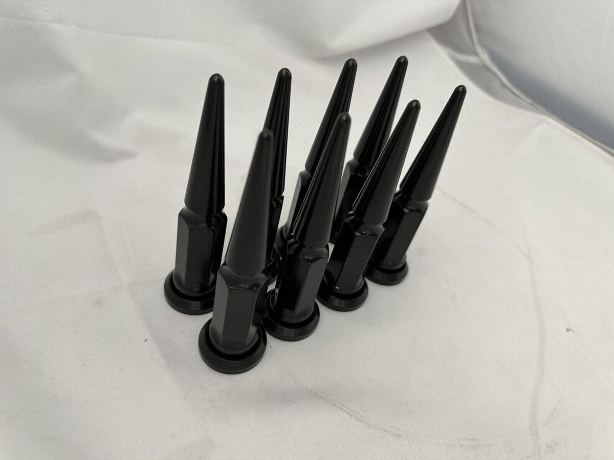 32 SPIKE KIT ALCOA DUALLY WHEEL RIM BLACK LUG NUT WITH FLAT SEAT WASHE ...